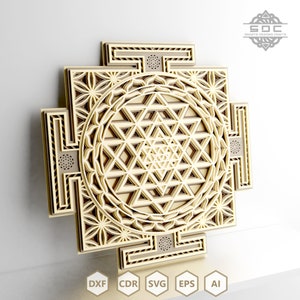 Multilayer Sri Yantra Mandala Art Wall Decor High Quality Dxf Files Svg ...