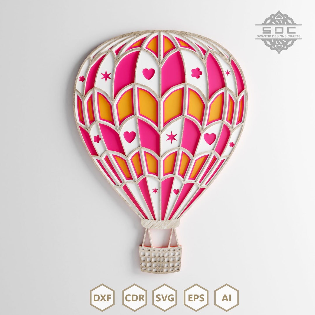 Hot Air Balloon DXF File Airship Dxf File/ Laser Cut File/ Wood Cutting ...