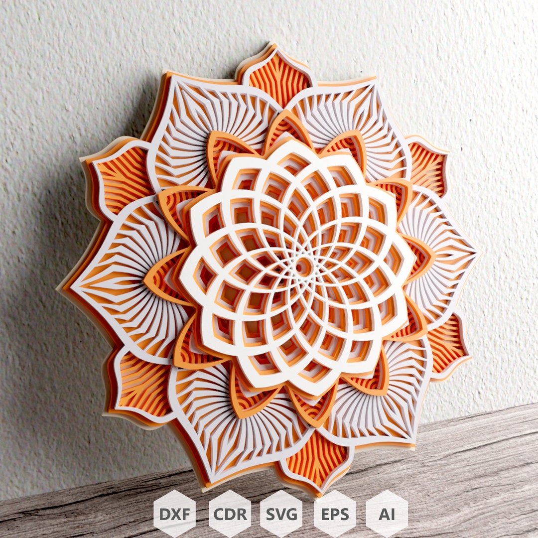 Lotus Mandala DXF File/ Laser Cut File/ Wood Cutting Files/ Wooden CNC ...