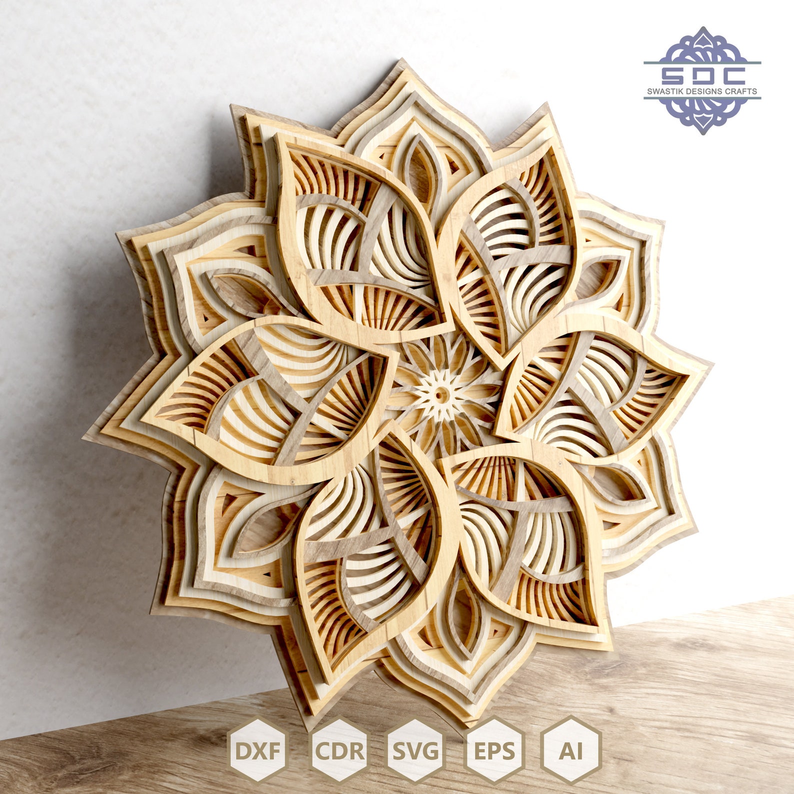 Lotus Mandala 05 DXF File/ Laser Cut File/ Wood Cutting Files/ Cricut ...