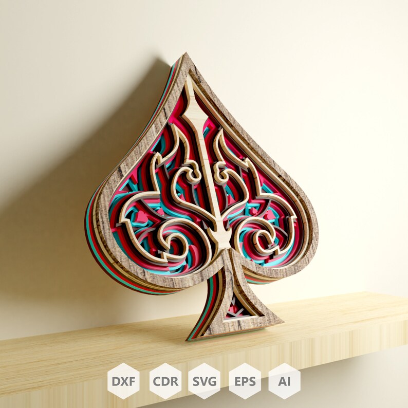MULTILAYER ACE of SPADE Dxf Files Wallart for Lasercutting or Scrollsaw ...