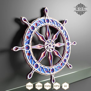 Multilayer File Ship Steering Wheel Mandala DXF Files Svg Template for ...