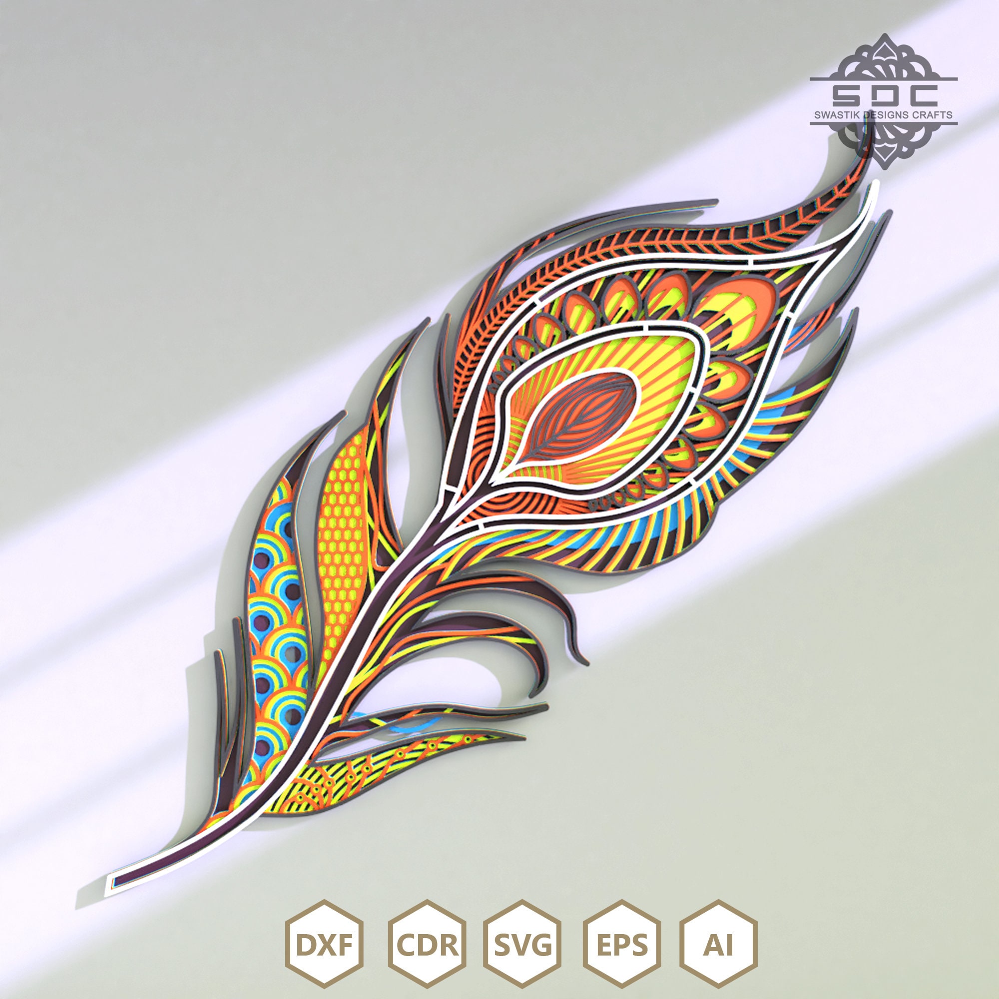 Multilayer File Feather Mandala DXF Files Svg Template for - Etsy