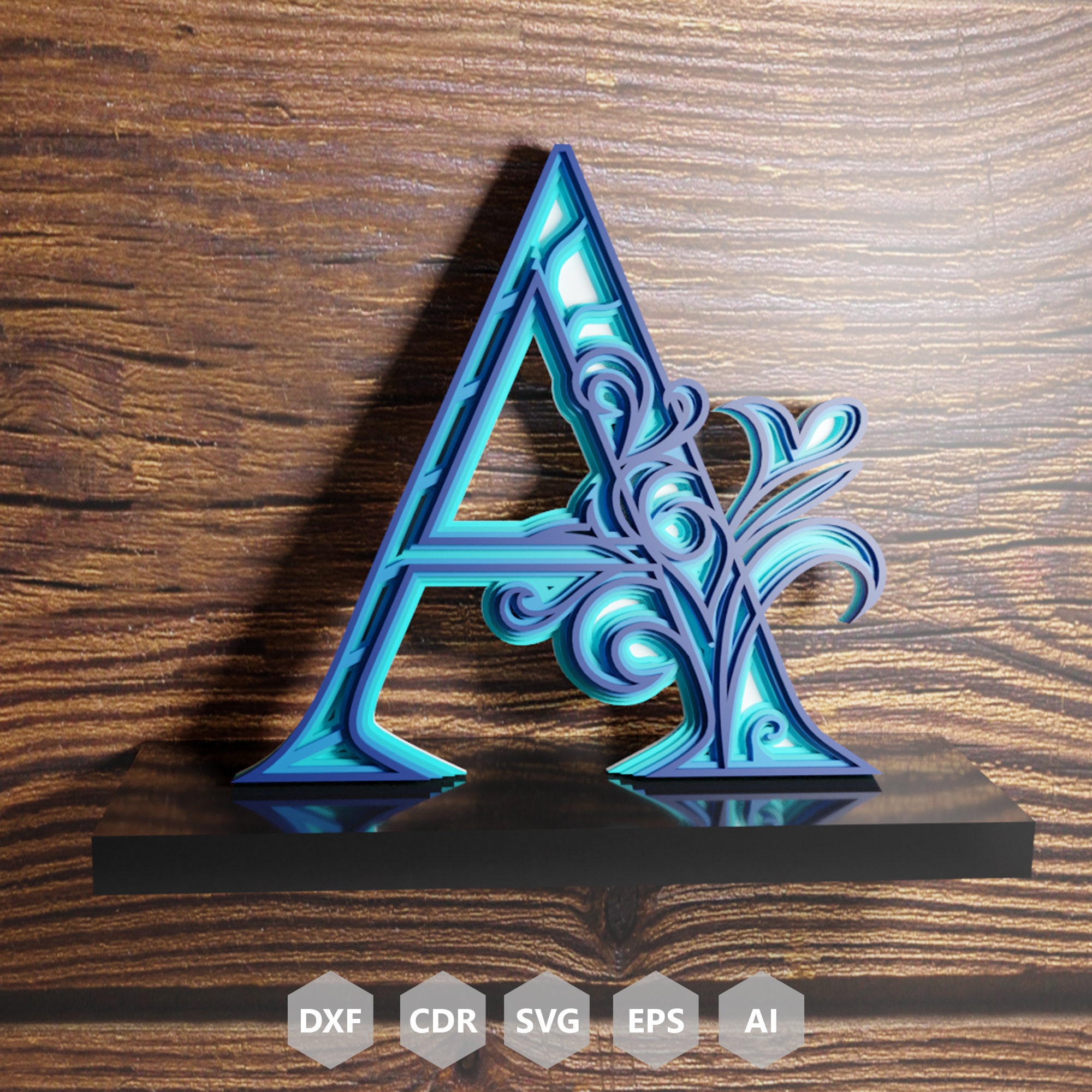 Layered Letter A Multilayer letter A DXF files lasercut | Etsy