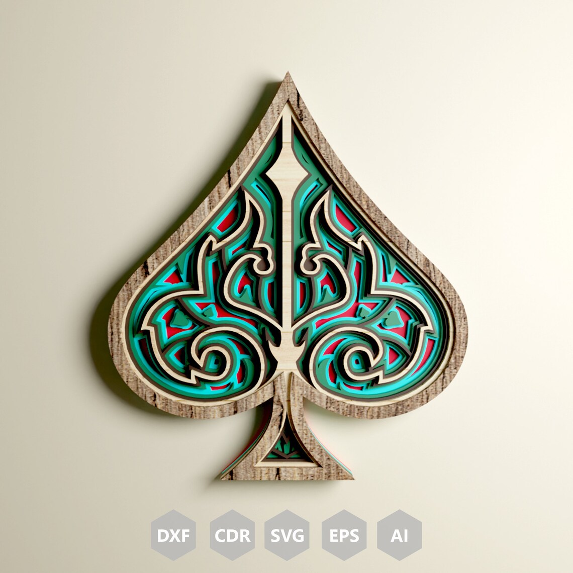 MULTILAYER ACE Of SPADE dxf files Wallart For Lasercutting or | Etsy