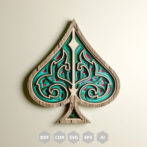 MULTILAYER ACE of SPADE Dxf Files Wallart for Lasercutting or Scrollsaw ...