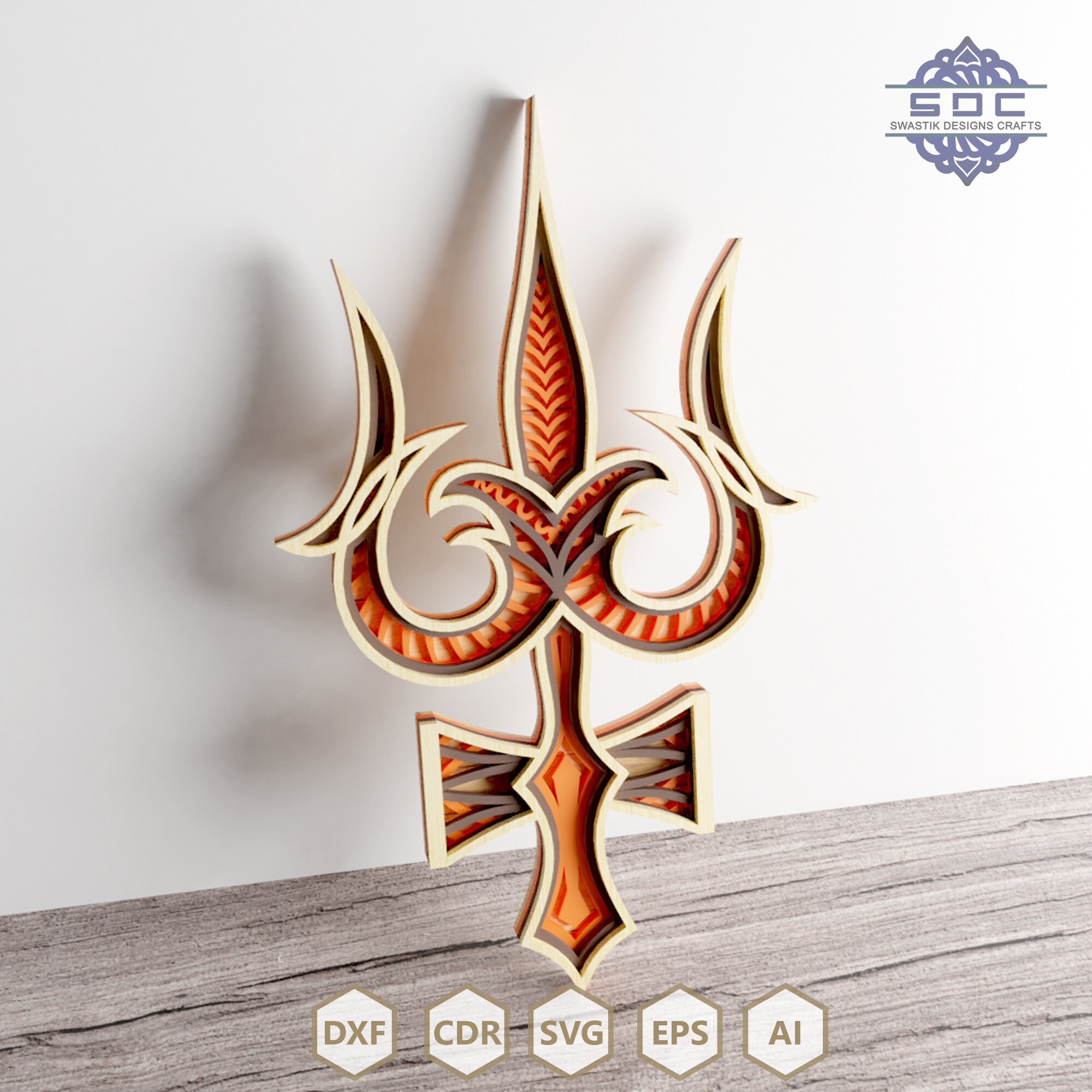 Meerlaags bestand Trishula svg sjabloon dxf bestanden of laser snijden ...