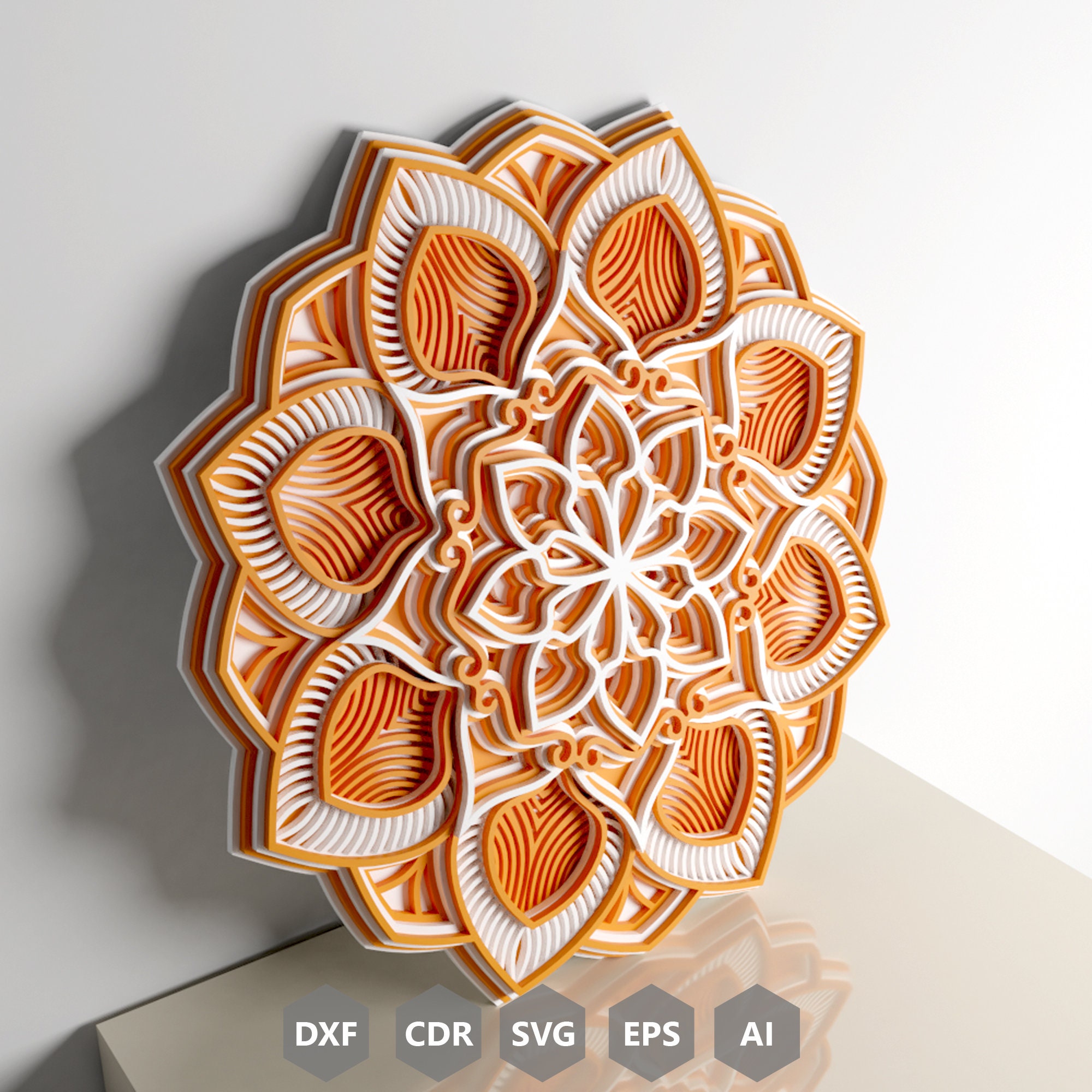 Lotus02 Mandala DXF File/ Laser Cut File/ Wood Cutting Files/ Wooden ...