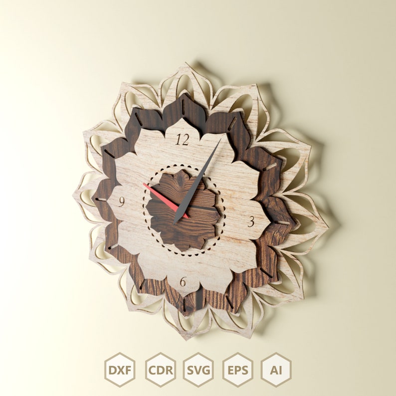 Multilayer Clock DXF File / Laser Cut Clock/ Wall Decor/ CNC Files/ SVG ...