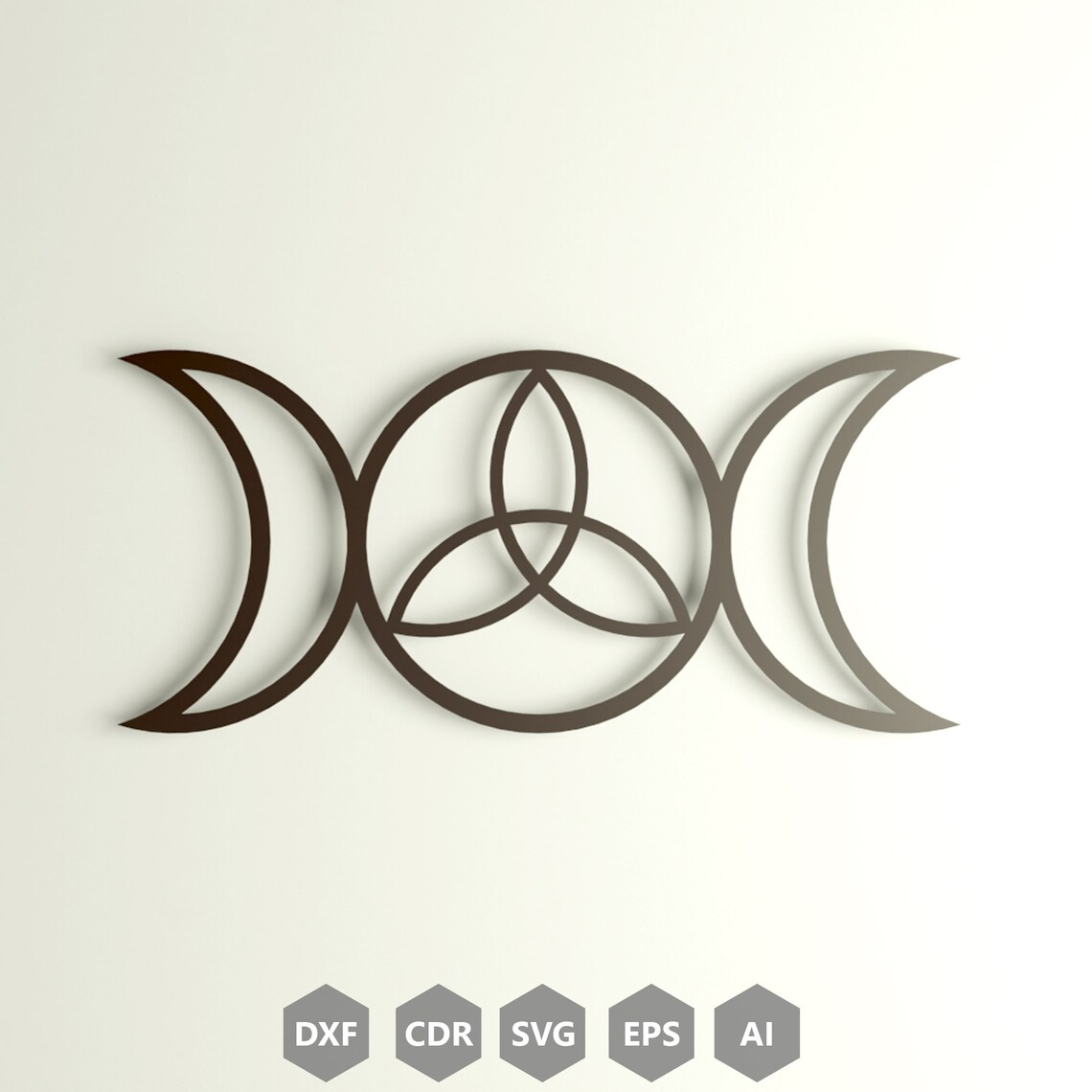 Triple Moon Sacred Geometric Symbol DXF File SVG File Template for ...