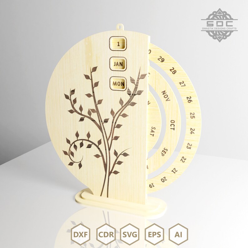 Laser Cut Perpetual Calendar Dxf Files Svg Template Digital Download - Etsy