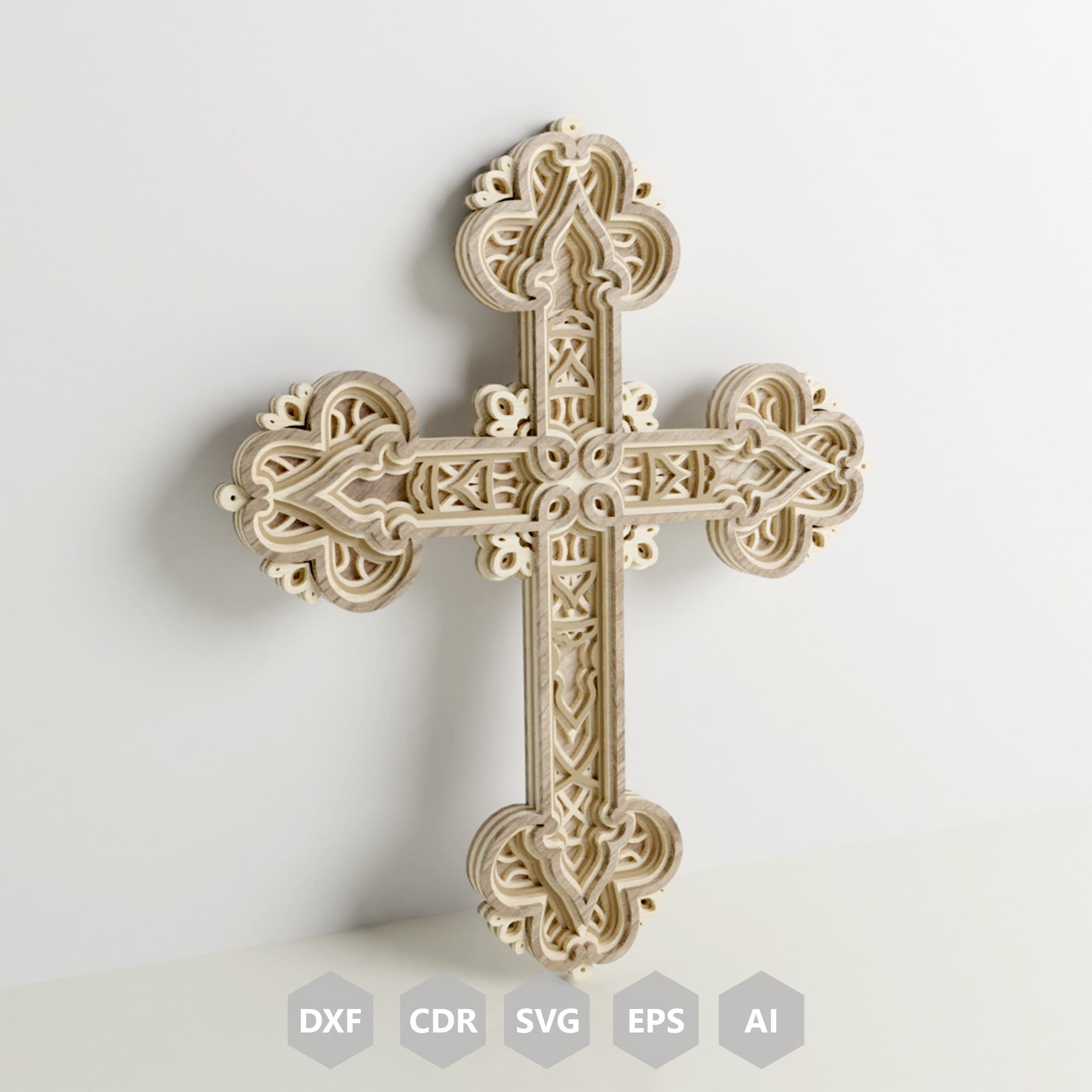 Multilayered Cross Layered Cross Dxf Files Svg Template Digital ...