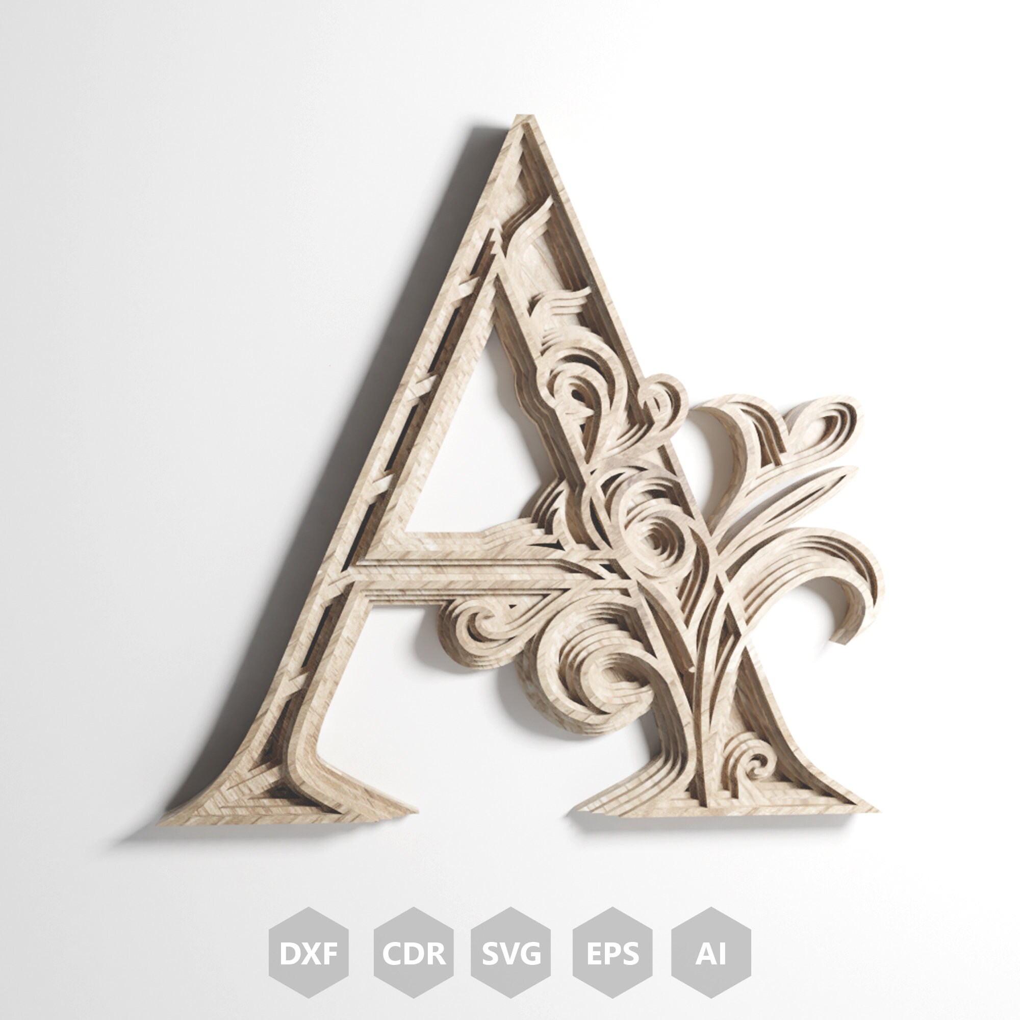 Layered Letter A Multilayer letter A DXF files lasercut | Etsy