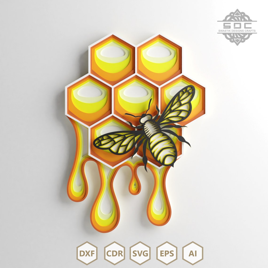 Multilayer File Bee Honeycomb Mandala DXF Files Svg Template for Laser ...