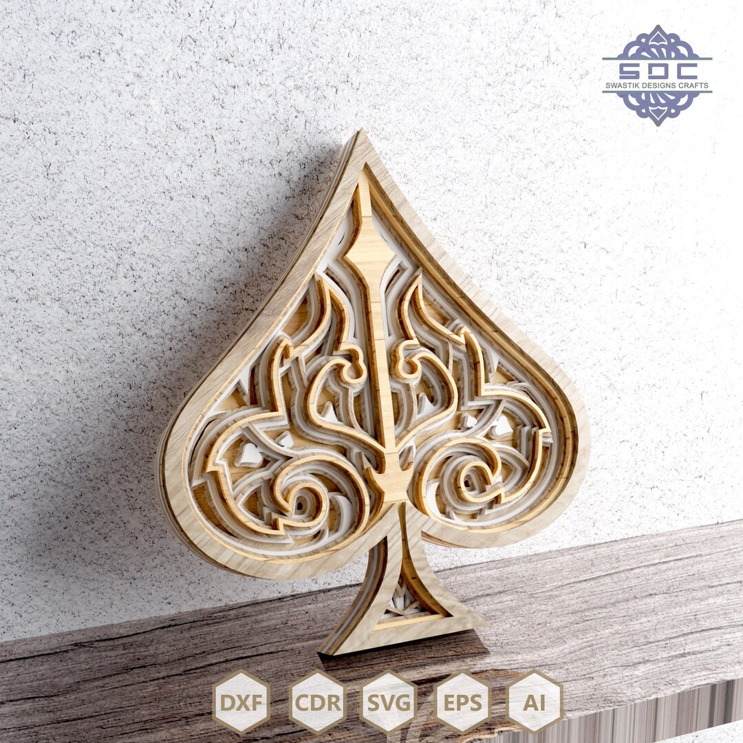 MULTILAYER ACE of SPADE Dxf Files Wallart for Lasercutting or Scrollsaw ...