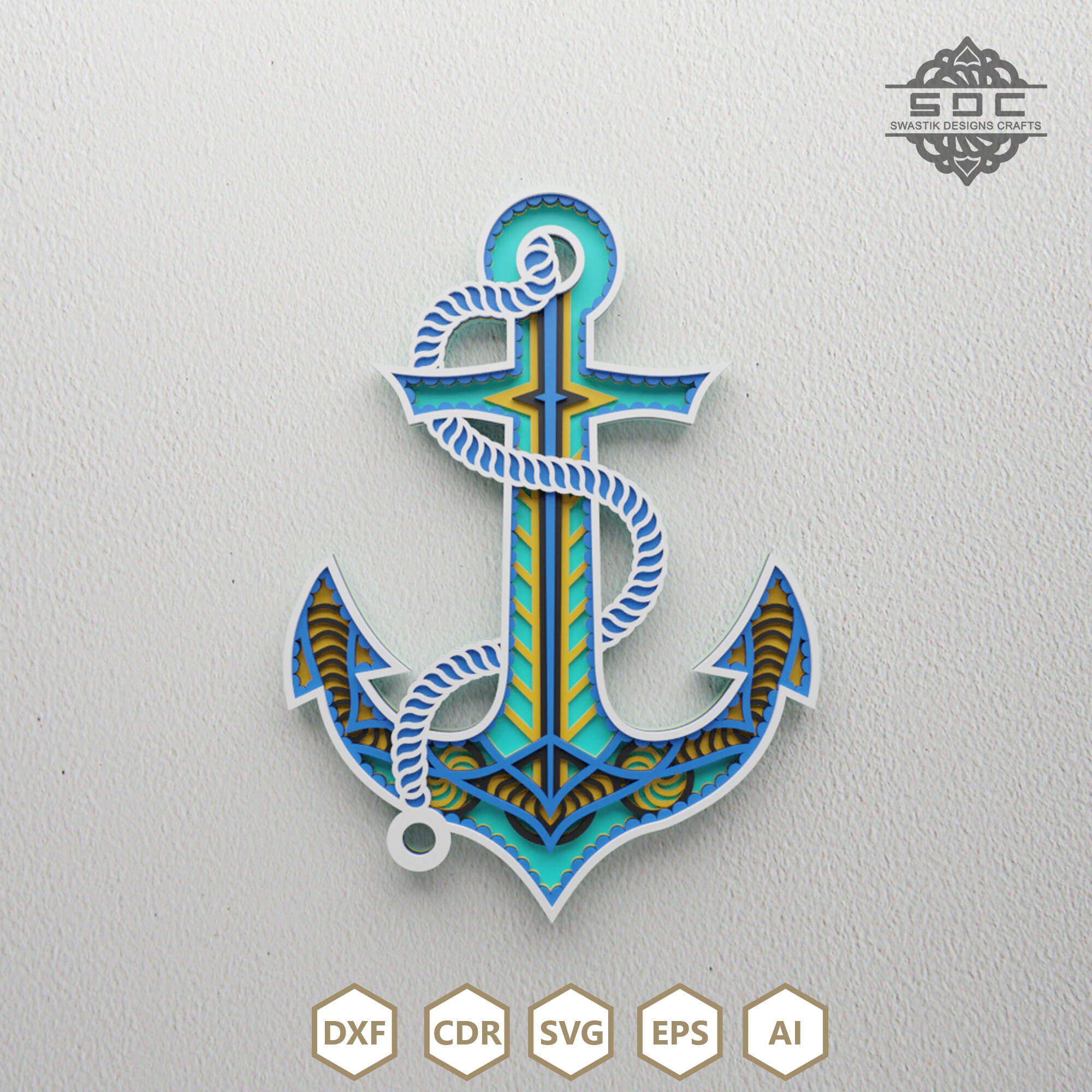 Multilayer File Anchor Mandala DXF Files Svg Template for - Etsy UK