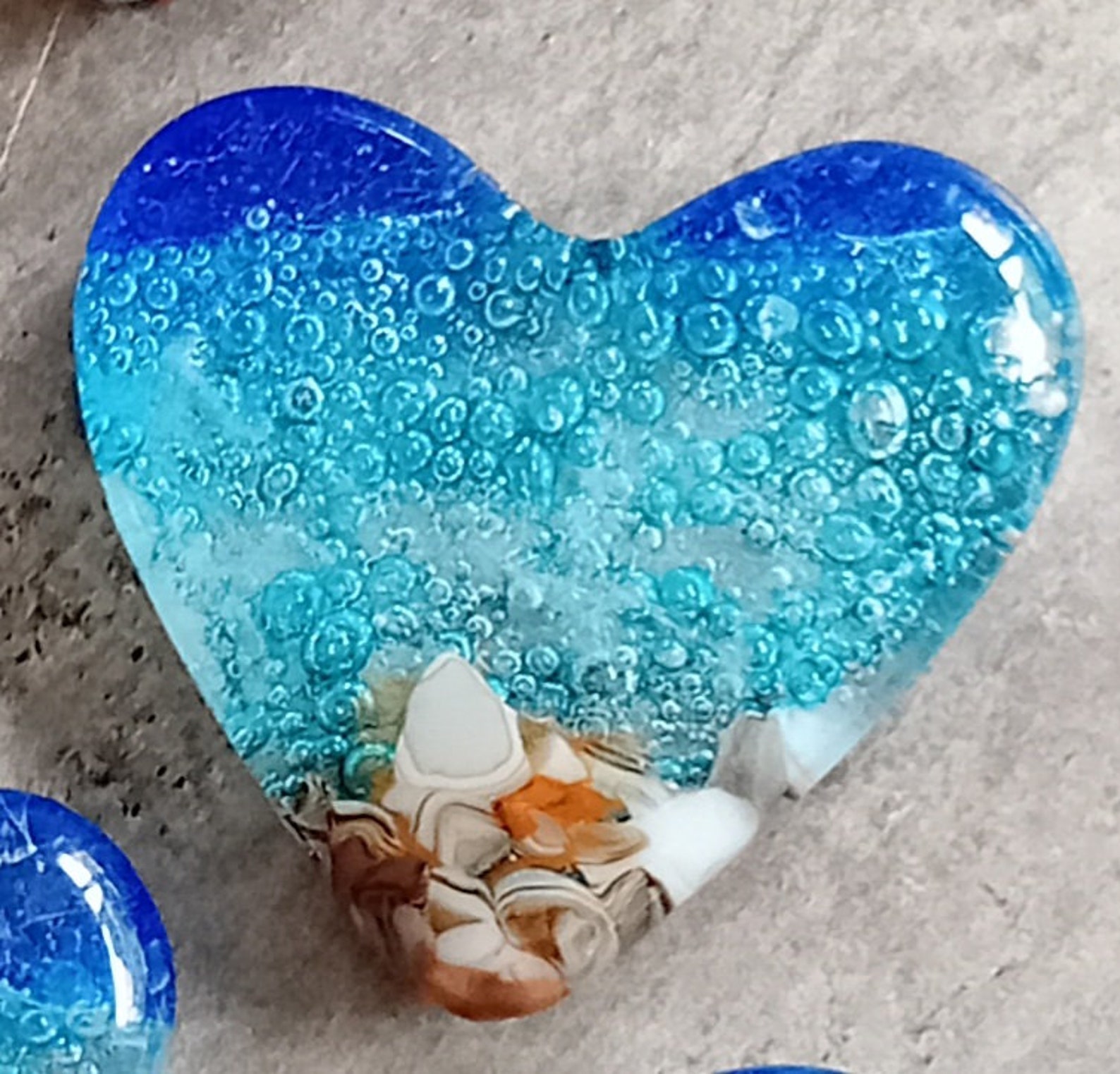 Pocket Heart Fused Glass Gift, Handmade Beach Sentiment , FREE DELIVERY ...