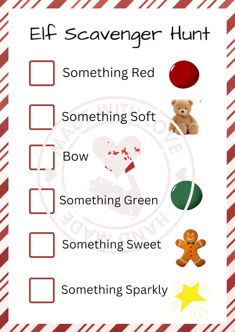 Elf Printable Christmas Scavenger Hunt Christmas Printable - Etsy