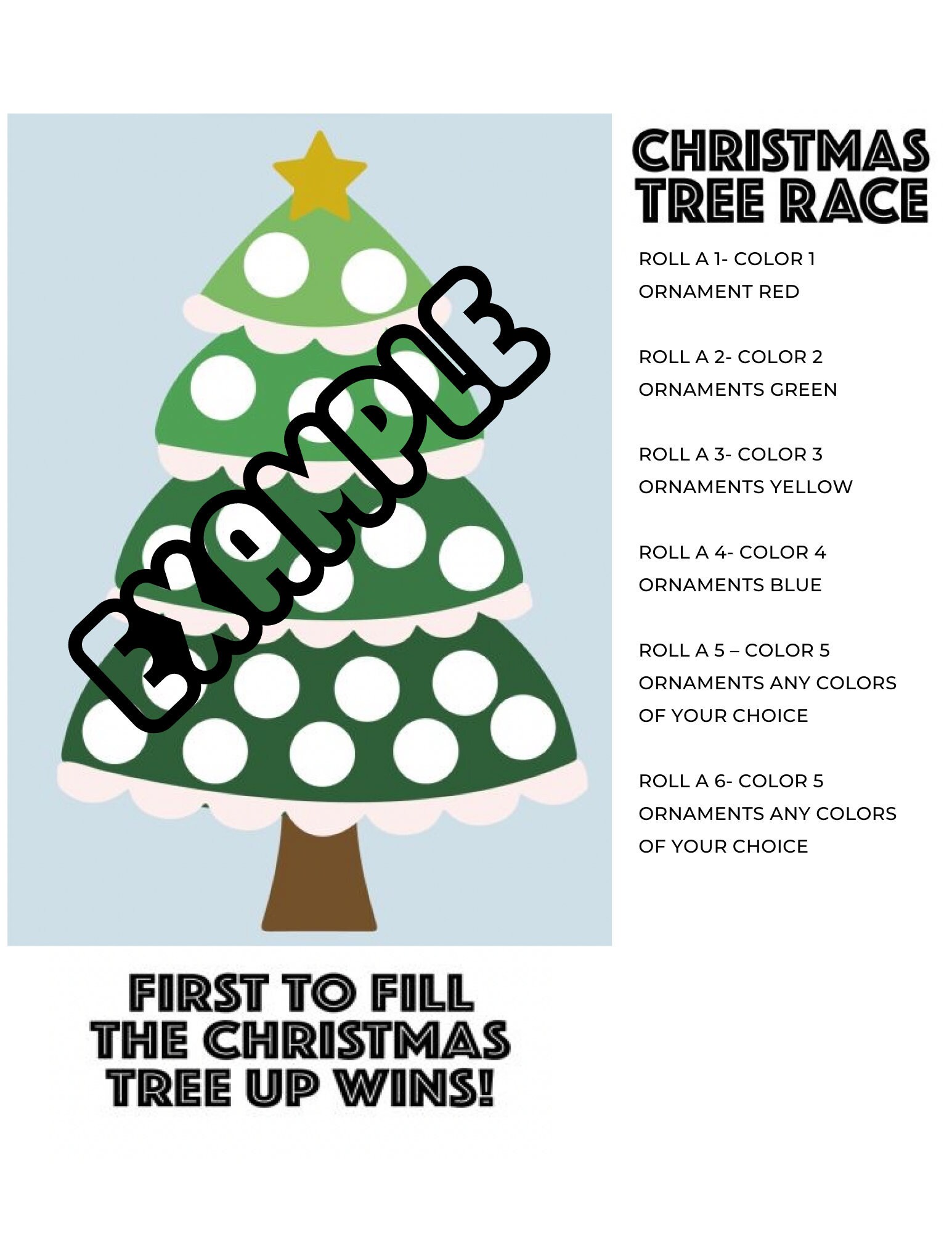 Roll a Tree Christmas Game, Elf Printable, Printable Christmas Games ...
