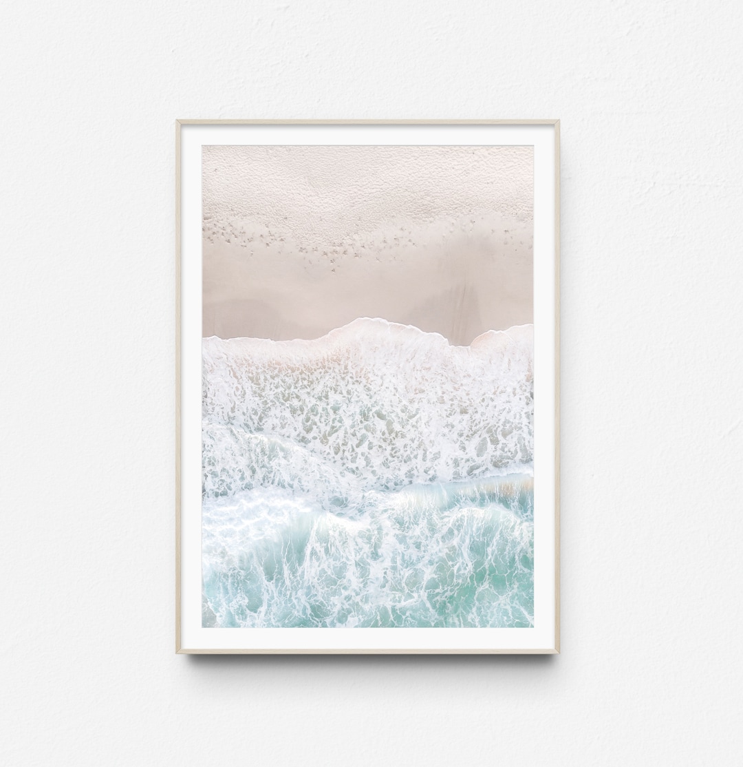 Aerial Ocean Waves Print, Pastel Beach Coastal Art (digital Download ...