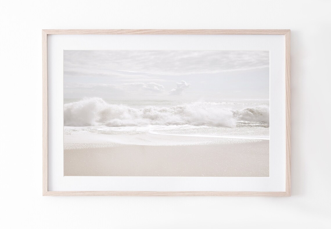 Neutral Beach Printocean Waves Printbeach Wall Artdigital | Etsy