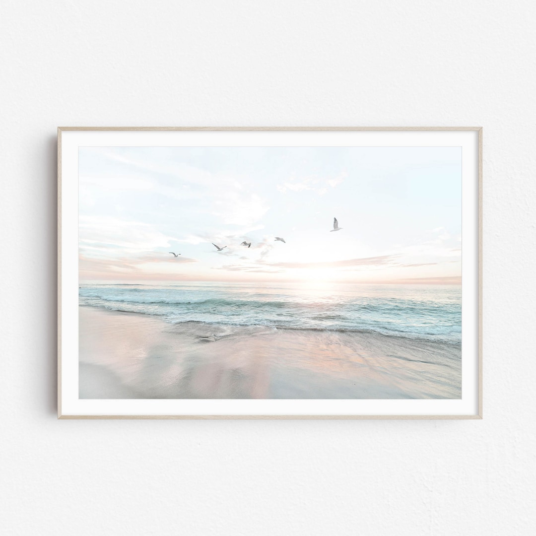 Pastel Ocean Print,coastal Wall Art,neutral Print,waves Print,ocean ...
