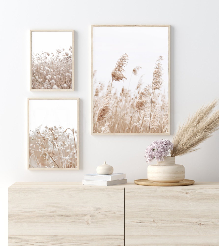 Set of 3 Printspampas Grass Decor Printdried Grass Print Set | Etsy