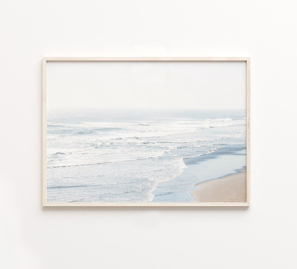 Pastel Beach Printocean Waves Printbeach Coastal - Etsy
