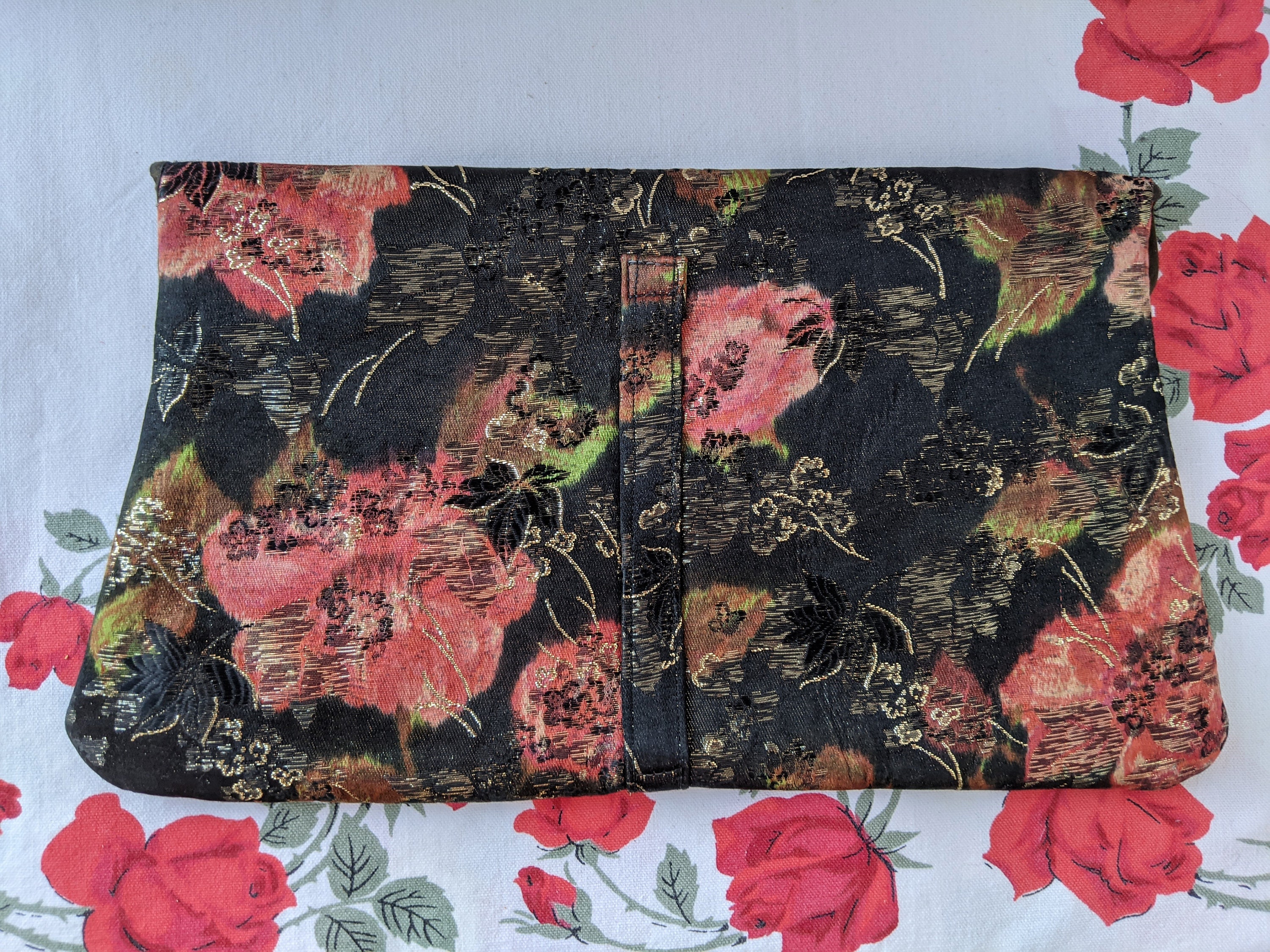 1990's Floral Envelope Cloth Clutch Handbag With Hand/wrist Strap Never ...