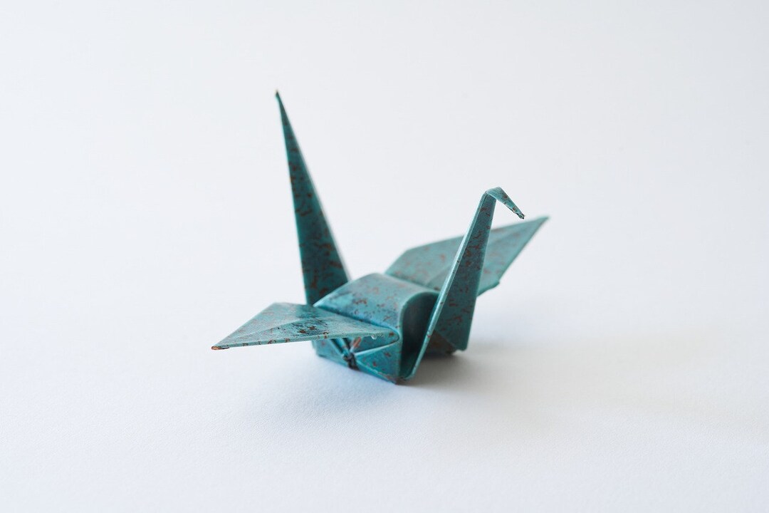 Verdigris Copper Origami Crane Japan Handmade Metal Craft Christmas ...