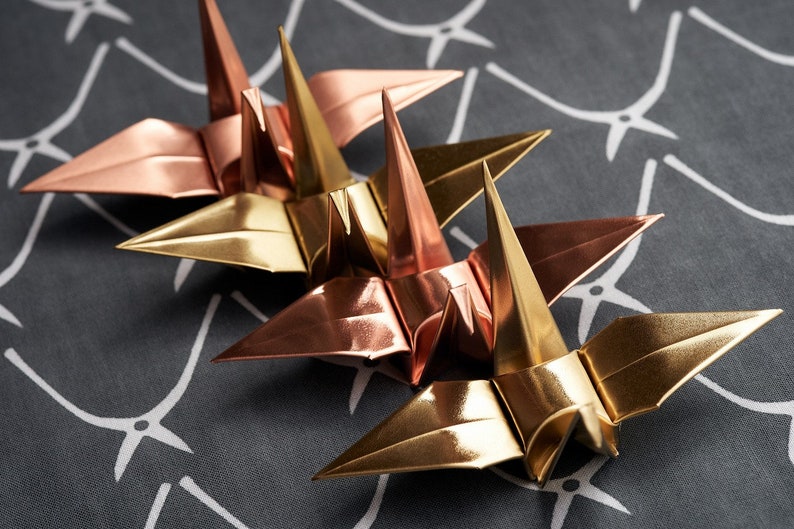 Copper Origami Crane Japan Handmade Metal Craft Christmas - Etsy