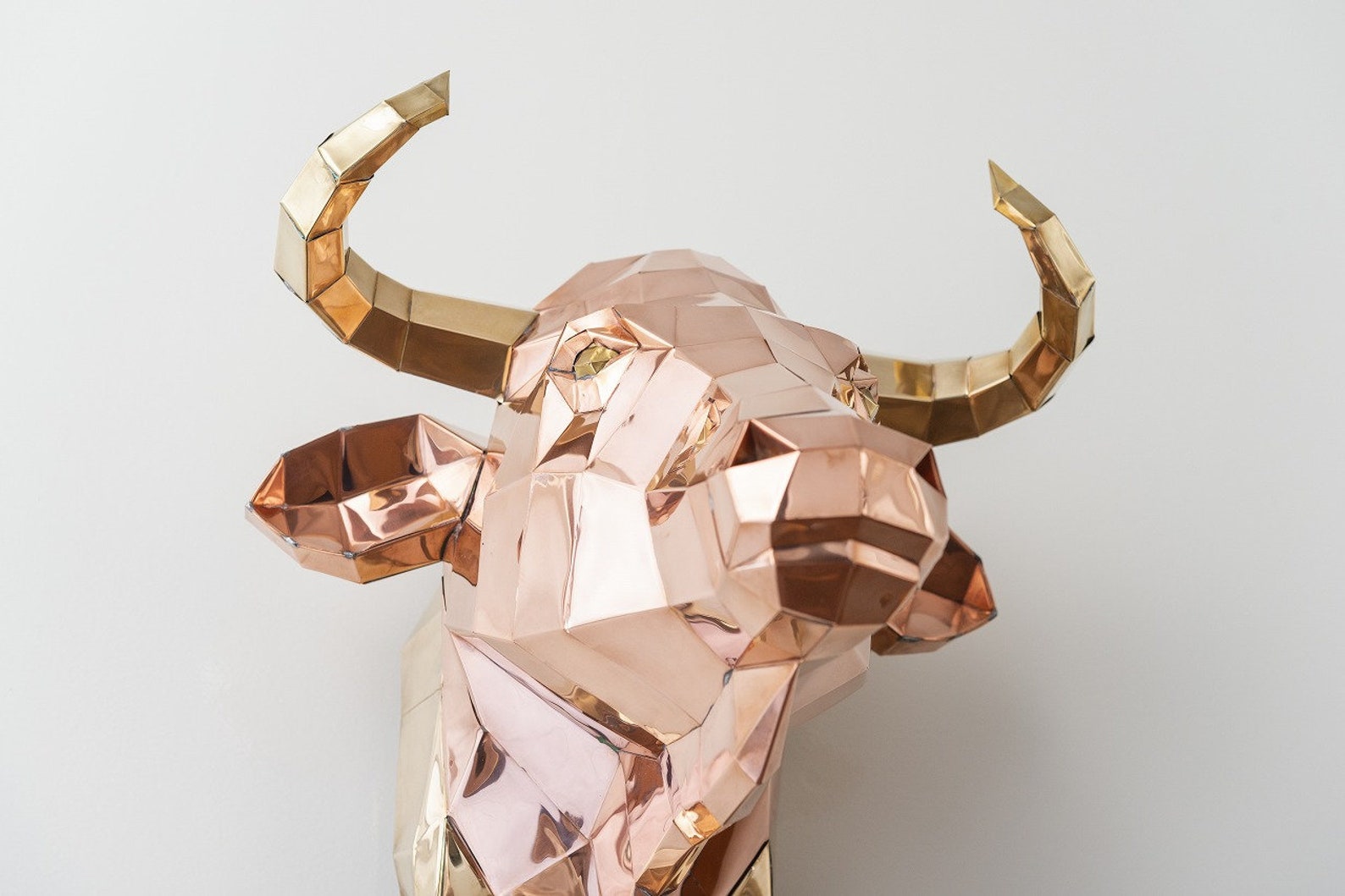 Metal Big Bull Sculpture Wall Artwork Cow Head Model Copper - Etsy