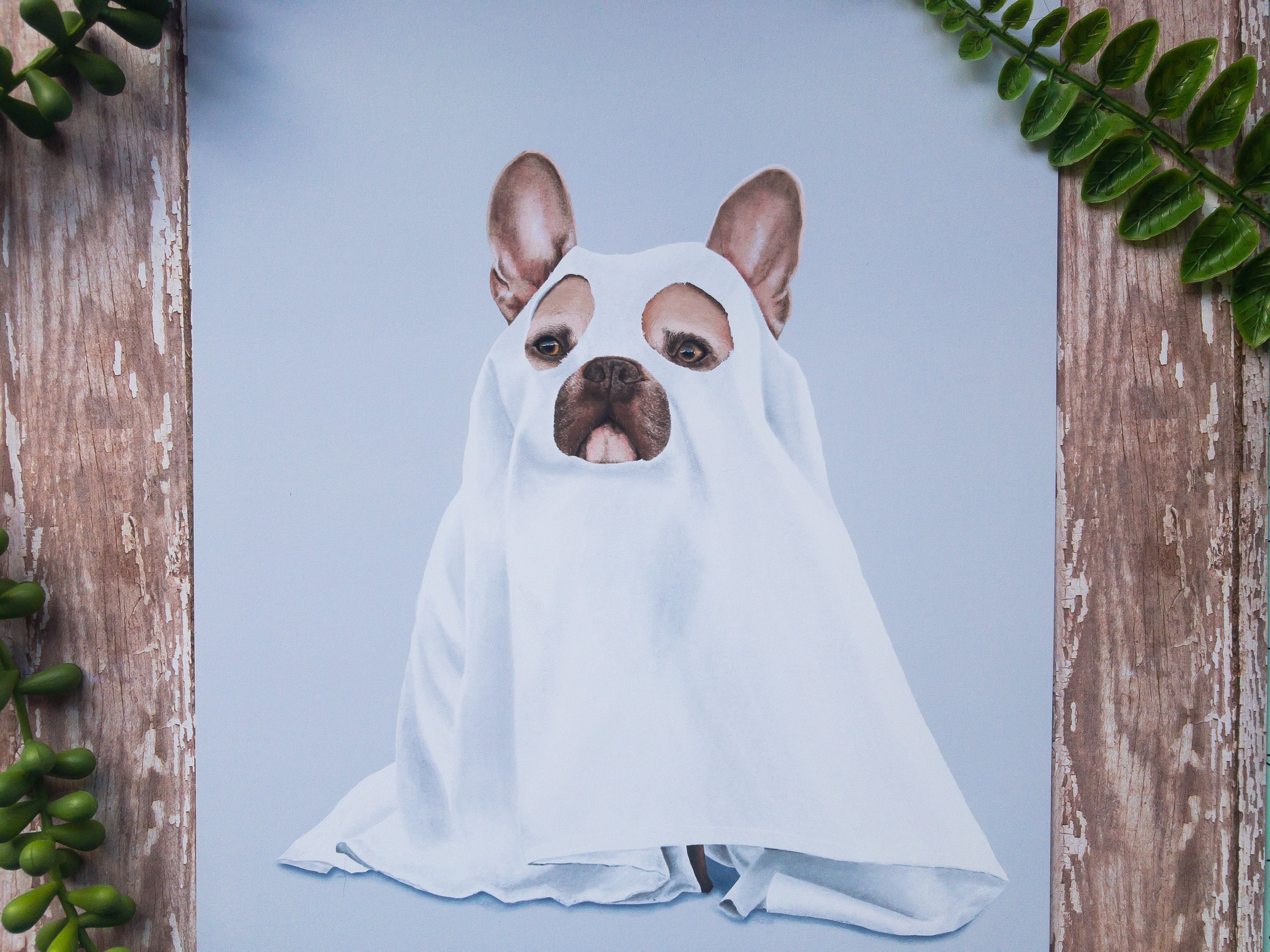 Ghost Dog Wall Art Halloween French Bulldog Dog Art Print - Etsy