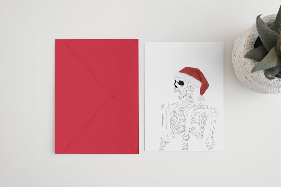 Skeleton Christmas Card, Unique Christmas Card for Friend, Goth ...
