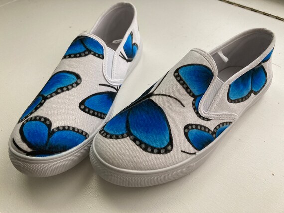 Hand-painted Blue Morpho Butterfly Shoes - Etsy