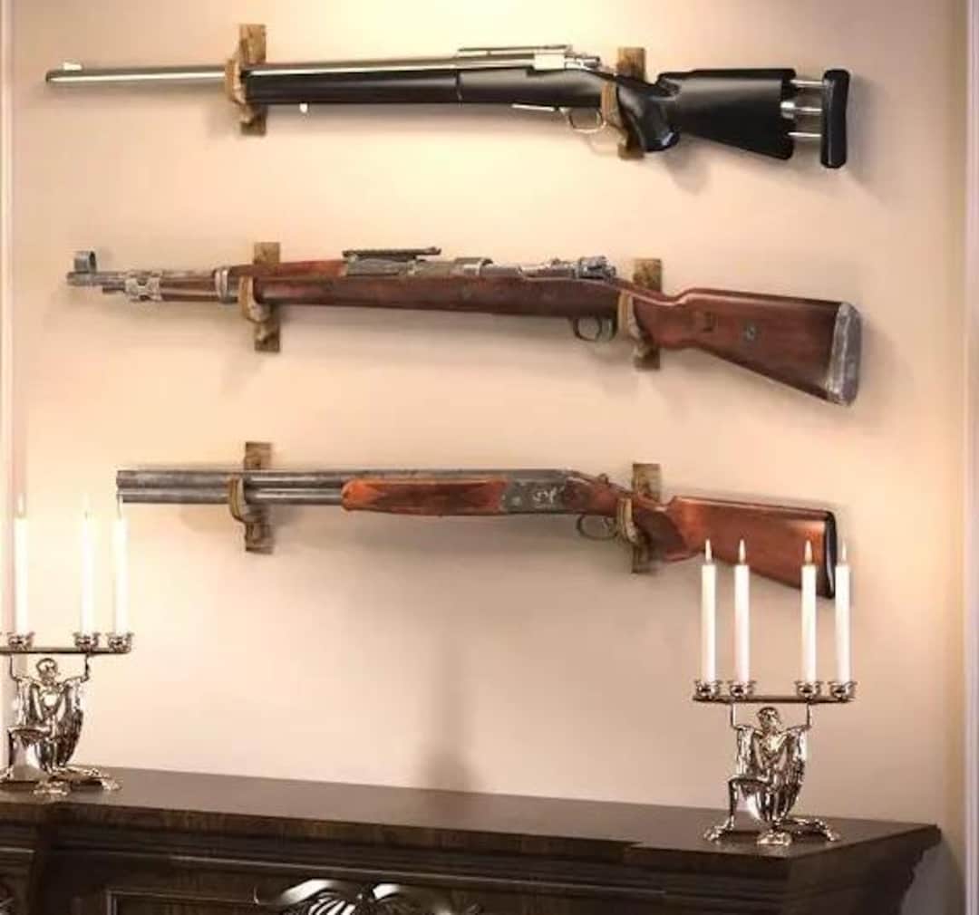 2pcs Rifle Wall Mount ~ Solid Wood ~ Custom Hunting Display for Shotgun ...