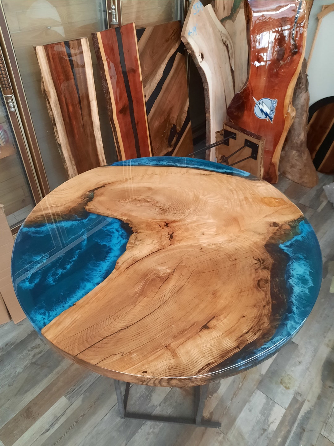 Round Epoxy Ocean Table / 36" Epoxy Table … USA Beautiful !!!! Handmade ...