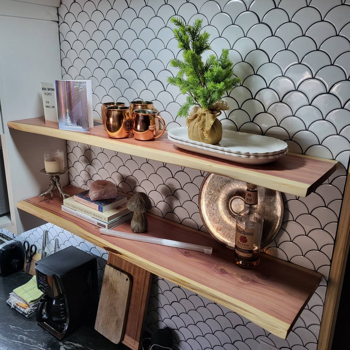 Live Edge Floating Shelf Cedar Rustic Floating Edge Shelf - Etsy