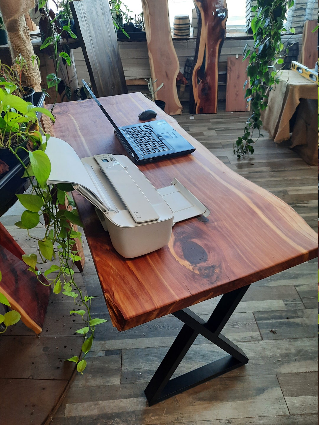 Office Desk / Computer Desk, Solid Live Edge Cedar Table, Custom Wood ...