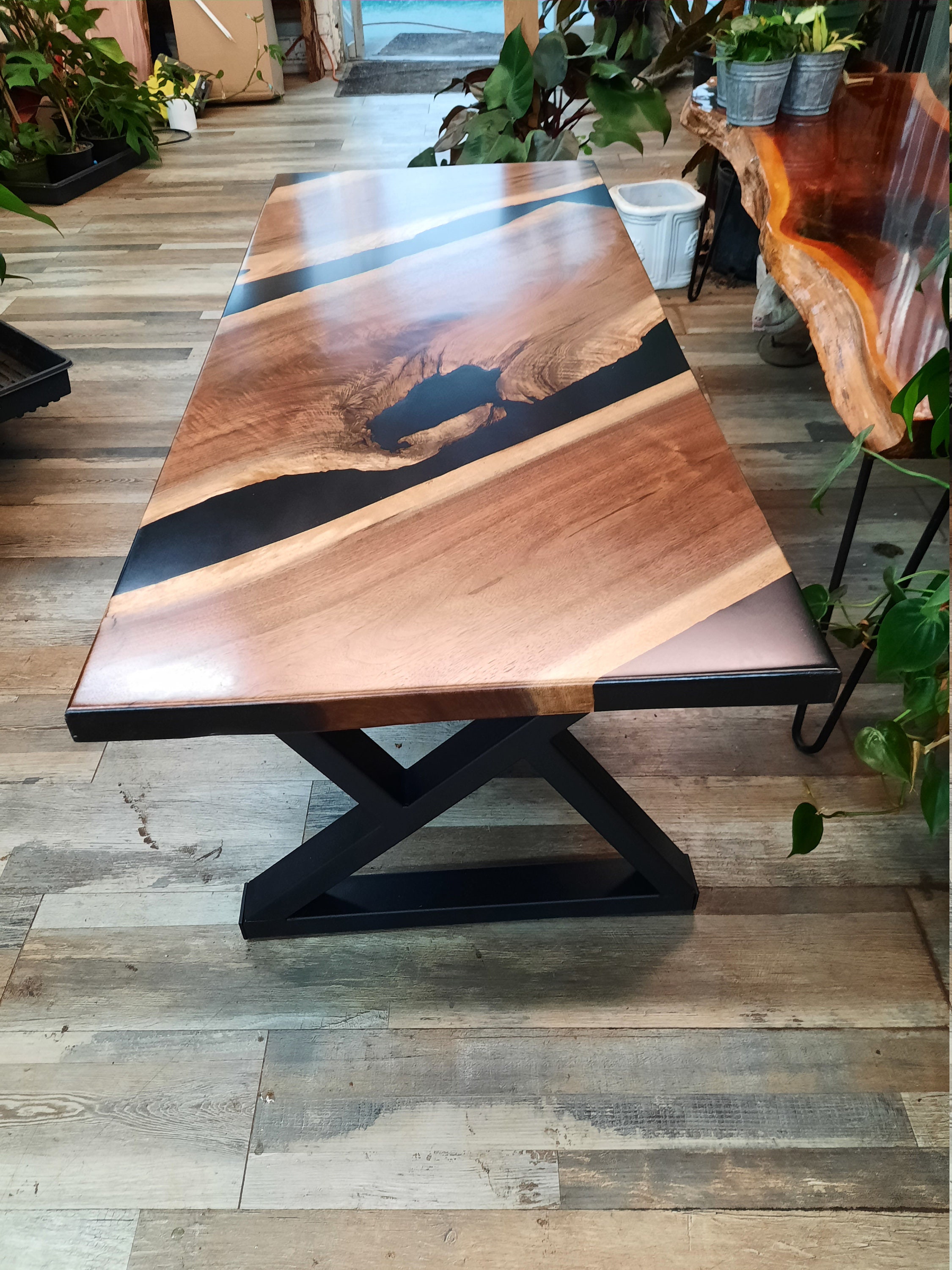 Walnut Epoxy River Table / Bench Black Walnut Epoxy Coffee - Etsy