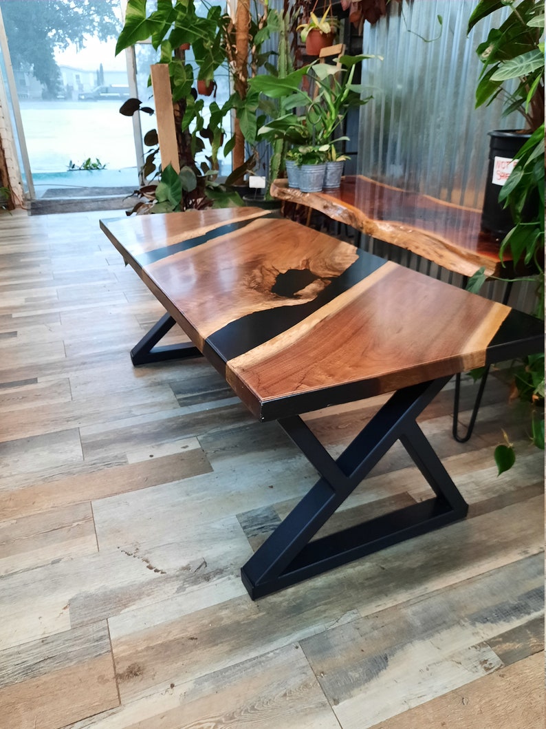 Epoxy River Table / Bench Black Walnut Epoxy Coffee Epoxy Coffee Table ...