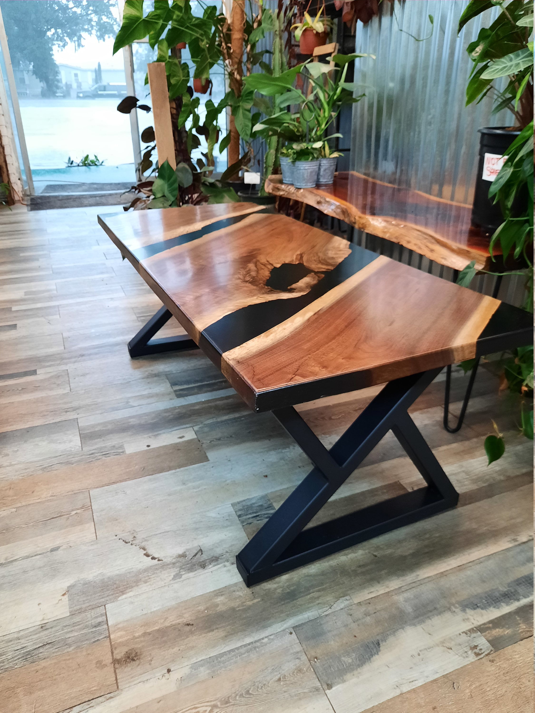 Walnut Epoxy River Table / Bench Black Walnut Epoxy Coffee Epoxy Coffee ...