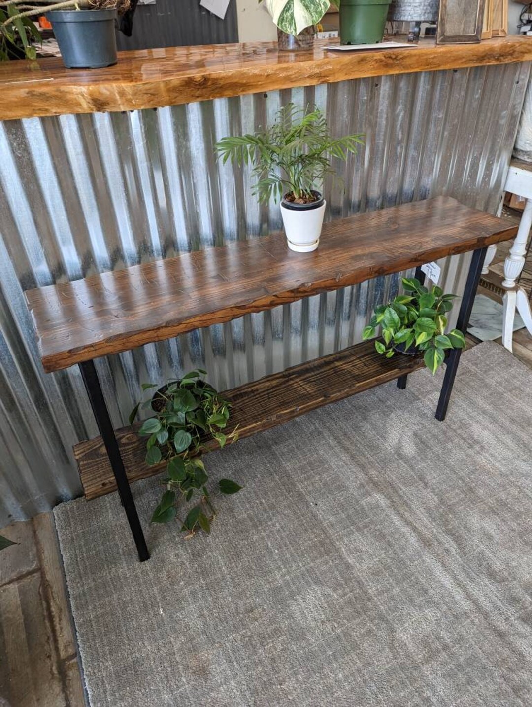 Entryway Table Console With Steel Legs Table Rustic, Country Farmhouse ...