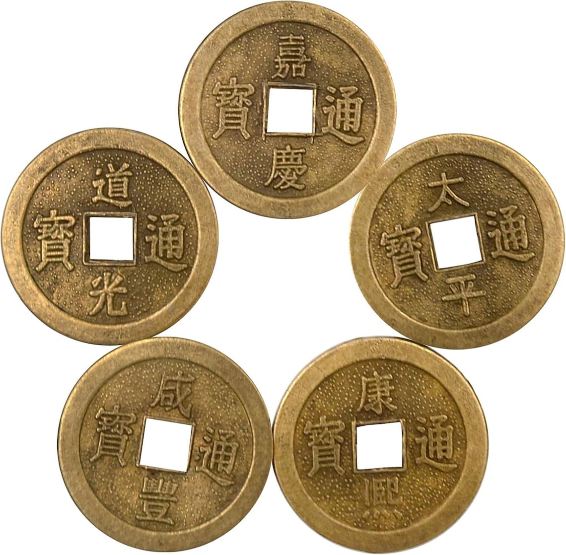10 / 50 Chinese Lucky Coins Tokens / Antiqued Bronze / Feng Shui / Good ...