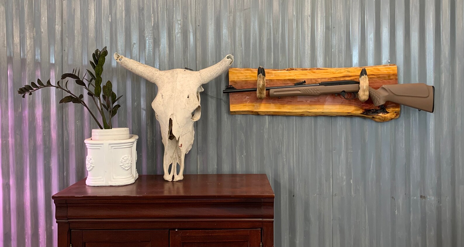 Deer Hoof Foot Feet Gun Rack on Beautifully Finished Live Edge - Etsy