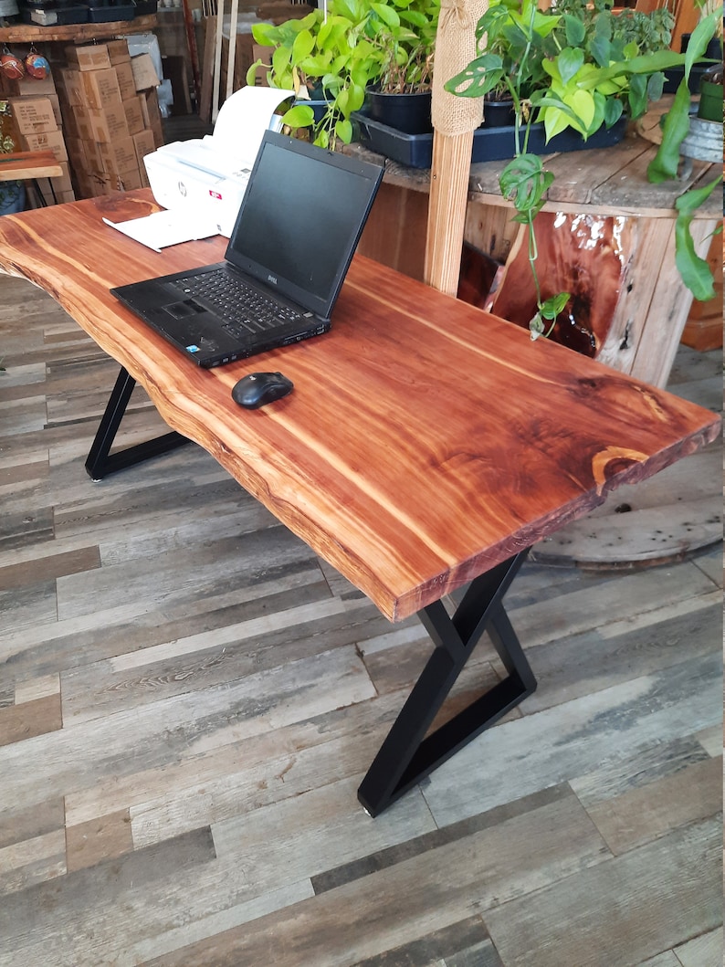 Office Desk / Computer Desk, Solid Live Edge Cedar Table, Custom Wood ...