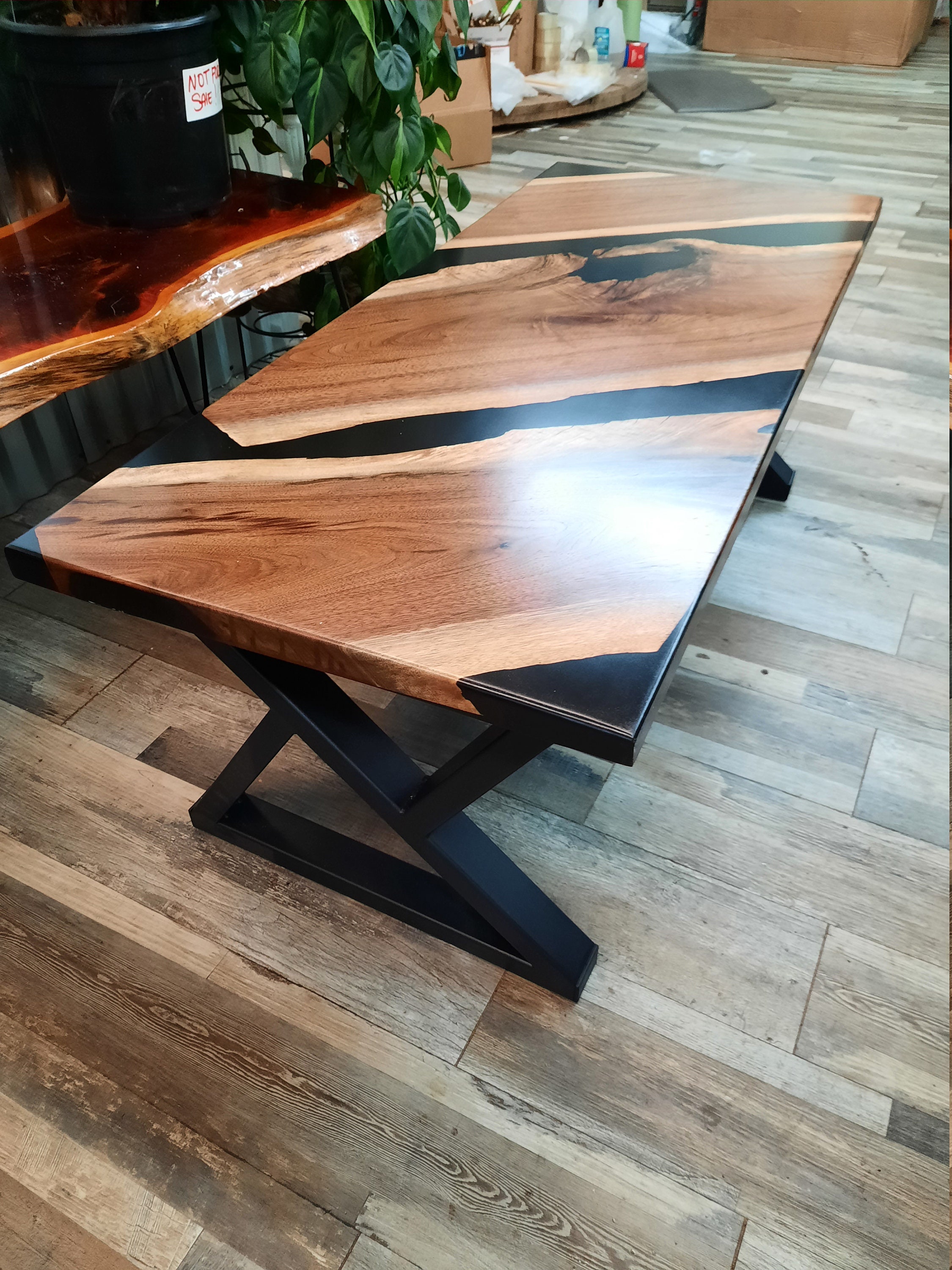 Walnut Epoxy River Table / Bench Black Walnut Epoxy Coffee Epoxy Coffee ...