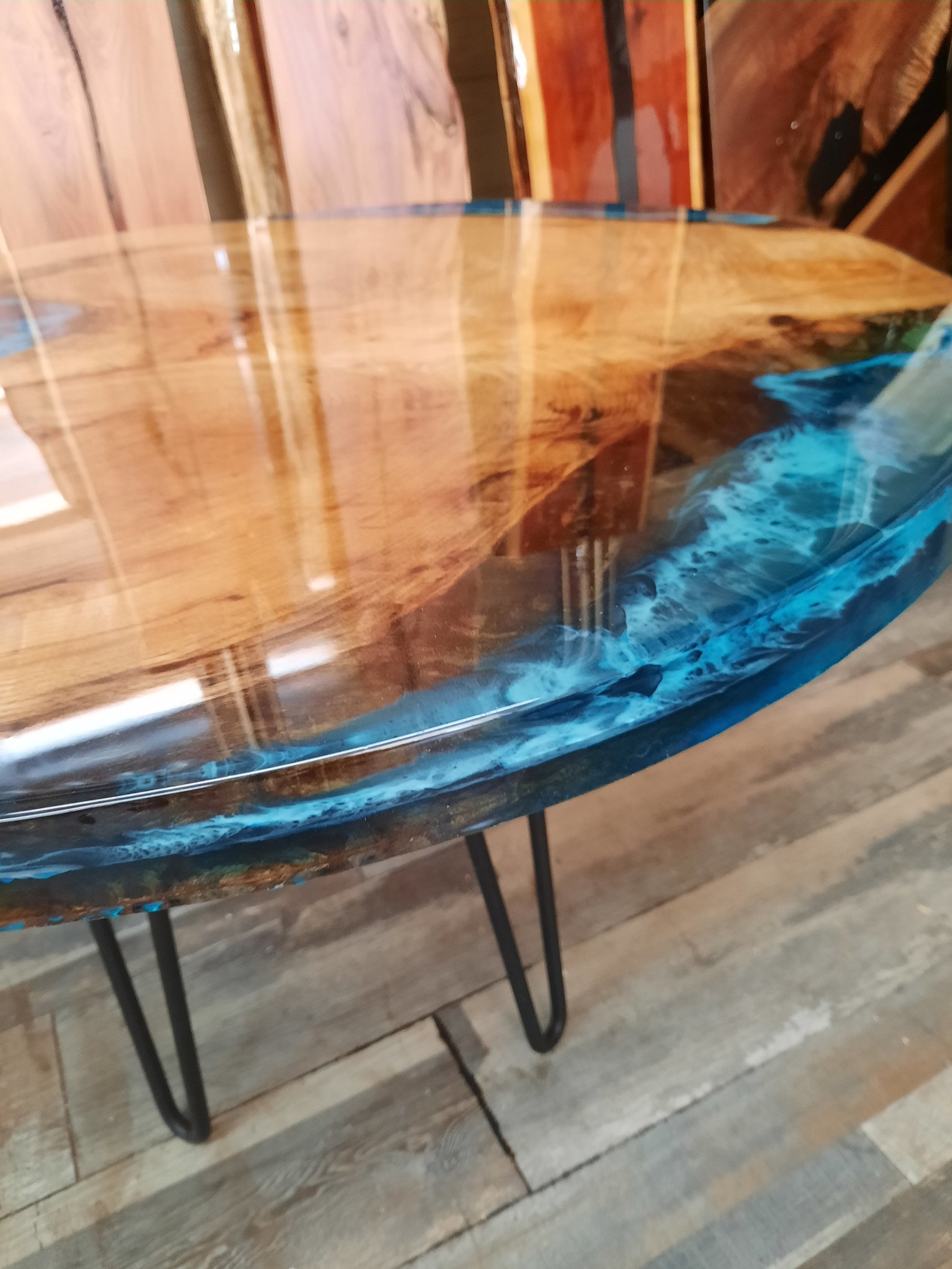 Round Epoxy Ocean Table / 36" Epoxy Table … USA Beautiful !!!! Handmade ...