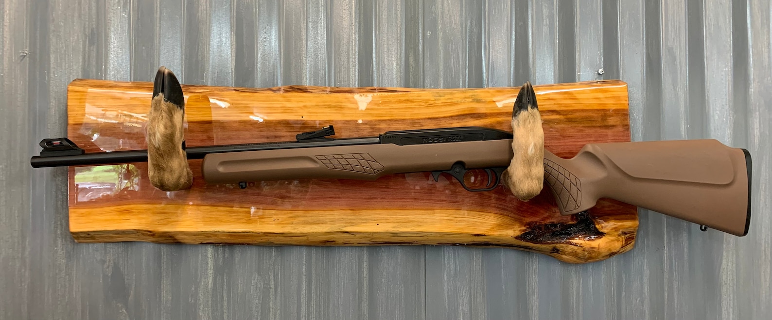 Deer Hoof Foot Feet Gun Rack on Beautifully Finished Live Edge - Etsy