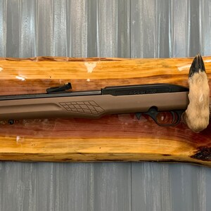 Deer Hoof Foot Feet Gun Rack on Beautifully Finished Live Edge Red ...